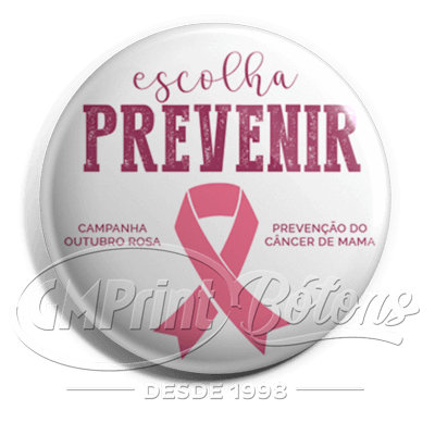 BÓTON OUTUBRO ROSA 3,6 cm (PP) - KIT 100 UN - GM Print Bótons