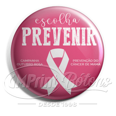 BÓTON OUTUBRO ROSA 5,6 cm (G) - KIT 100 UN - GM Print Bótons